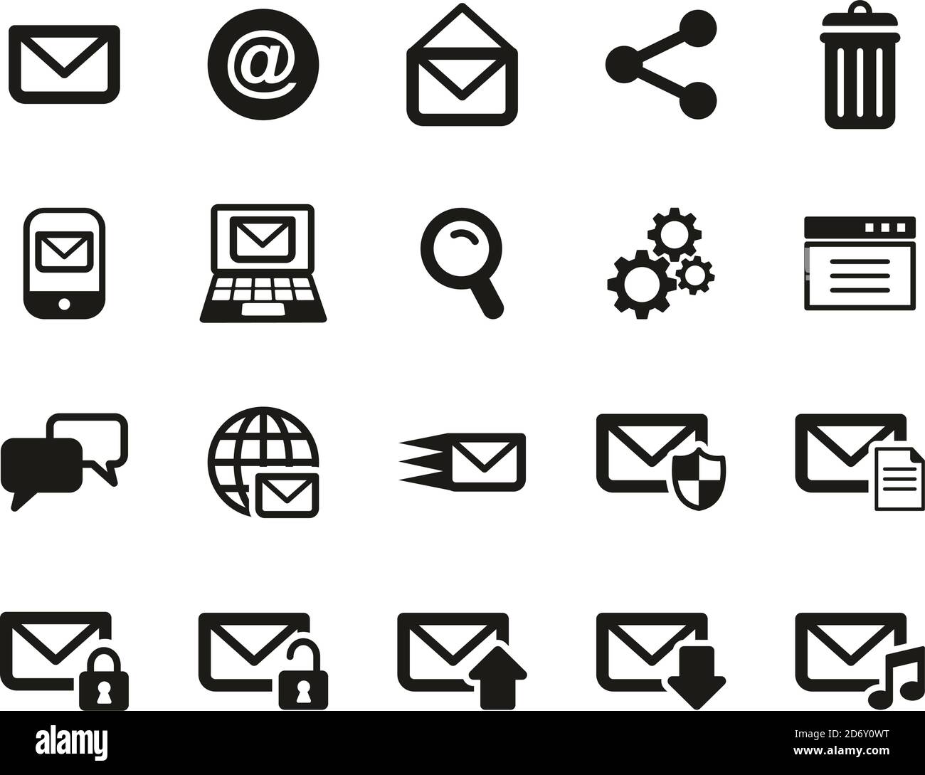 Email Icons Black & White Set big Stock Vector Image & Art - Alamy