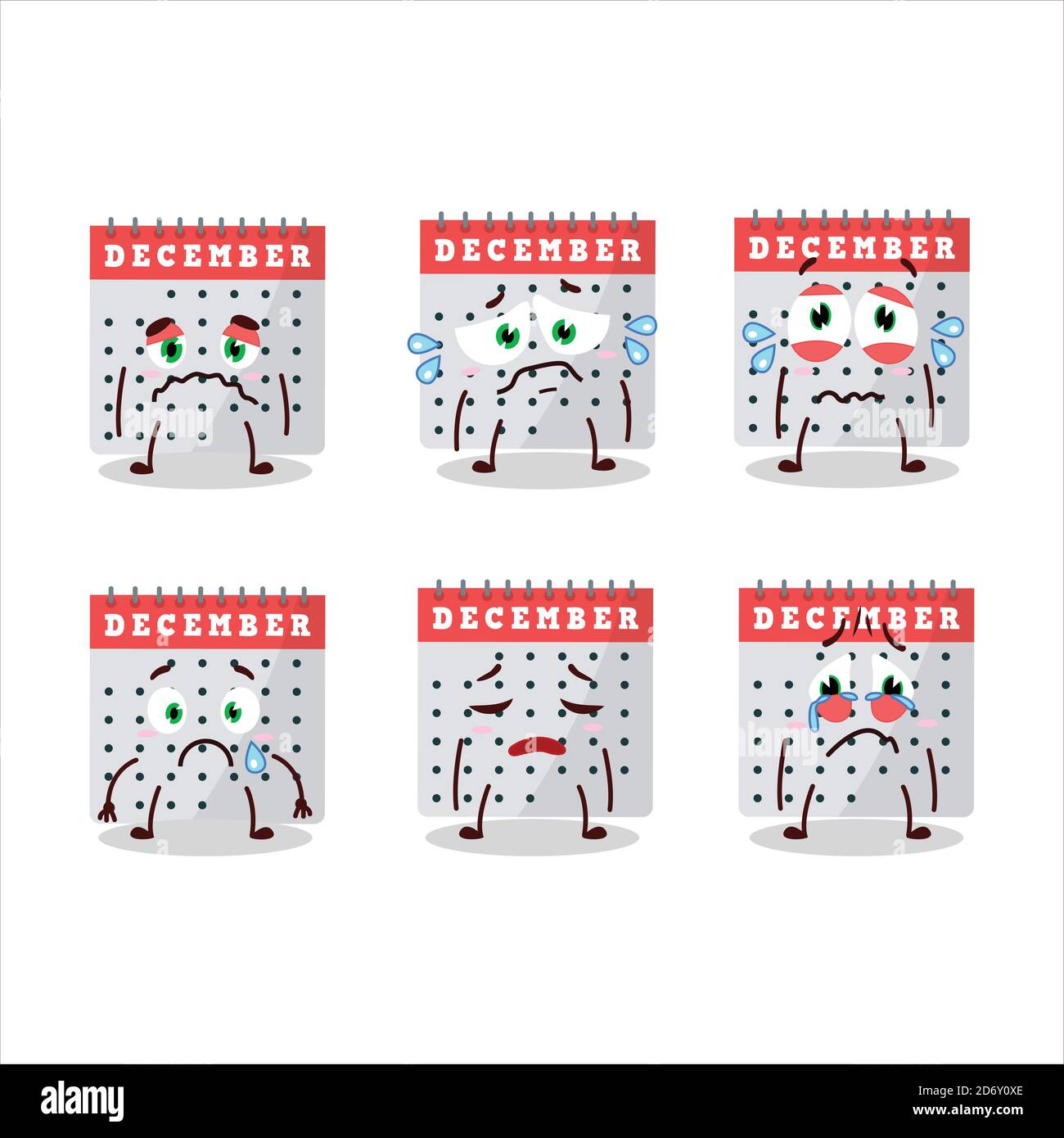 December calendar cartoon character with sad expression Stock Vector ...