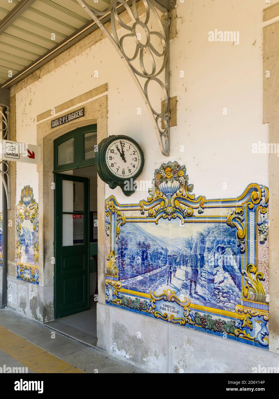 Pinhao railway station with typical blue Azulejos, the landmark of the ...