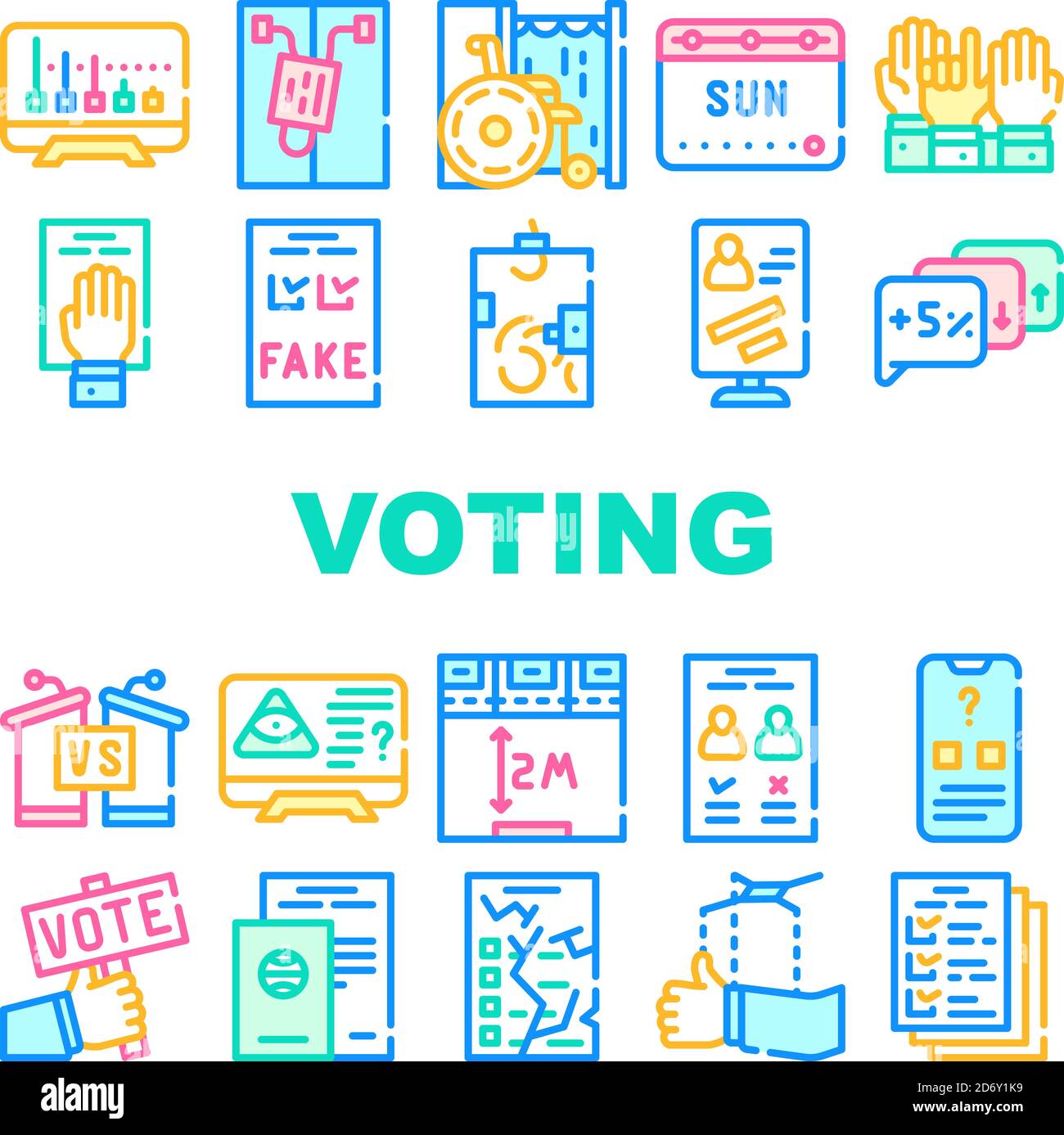 Voting And Elections Collection Icons Set Vector Stock Vector Image ...