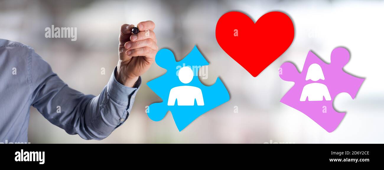 Man drawing a love concept Stock Photo - Alamy