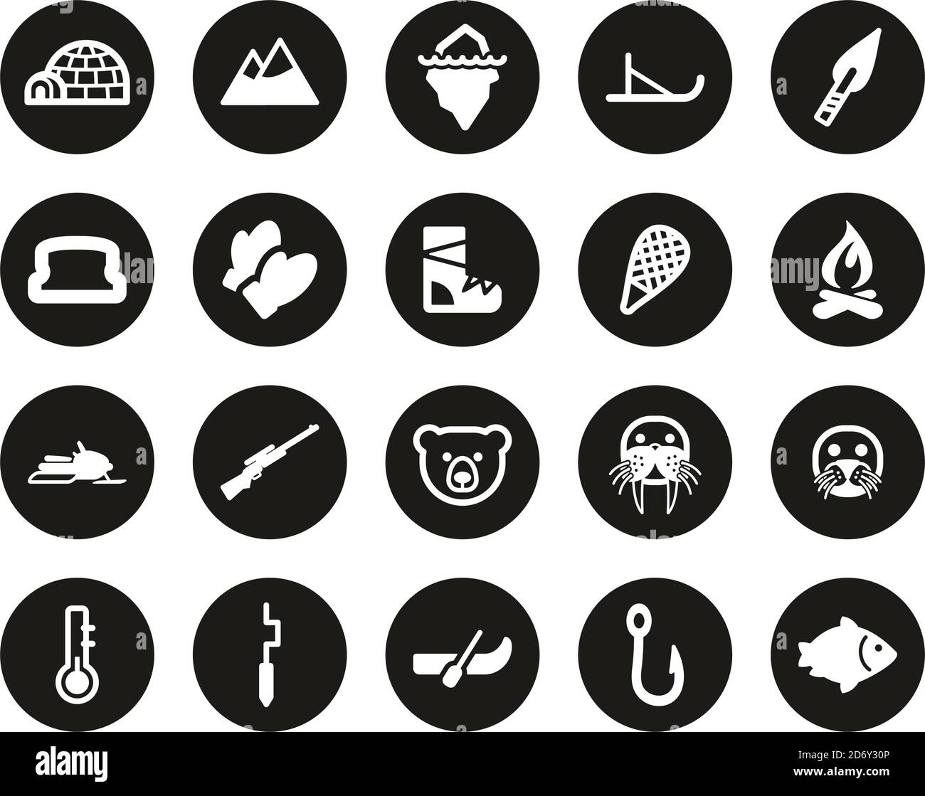 Eskimo Culture & Tools Icons White On Black Flat Design Circle Set Big Stock Vector Image & Art ...