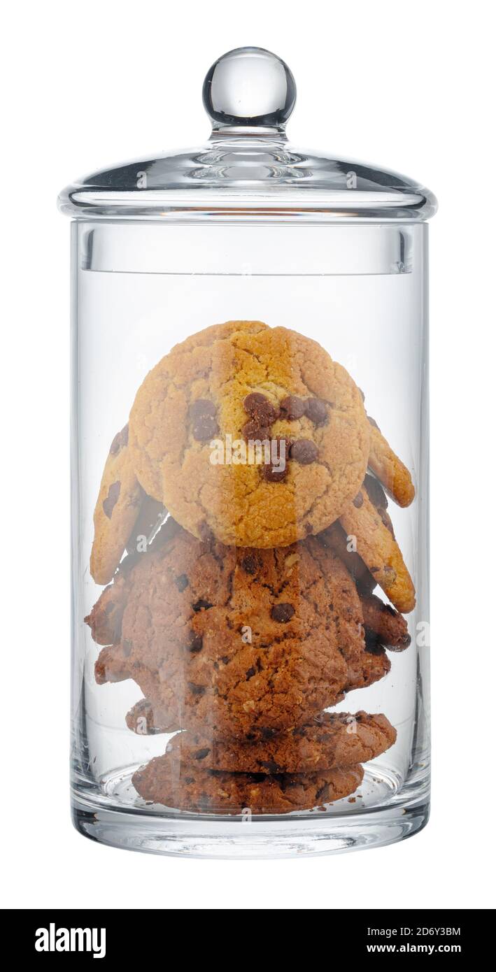Glass storage jar for cookies isolated on white Stock Photo - Alamy