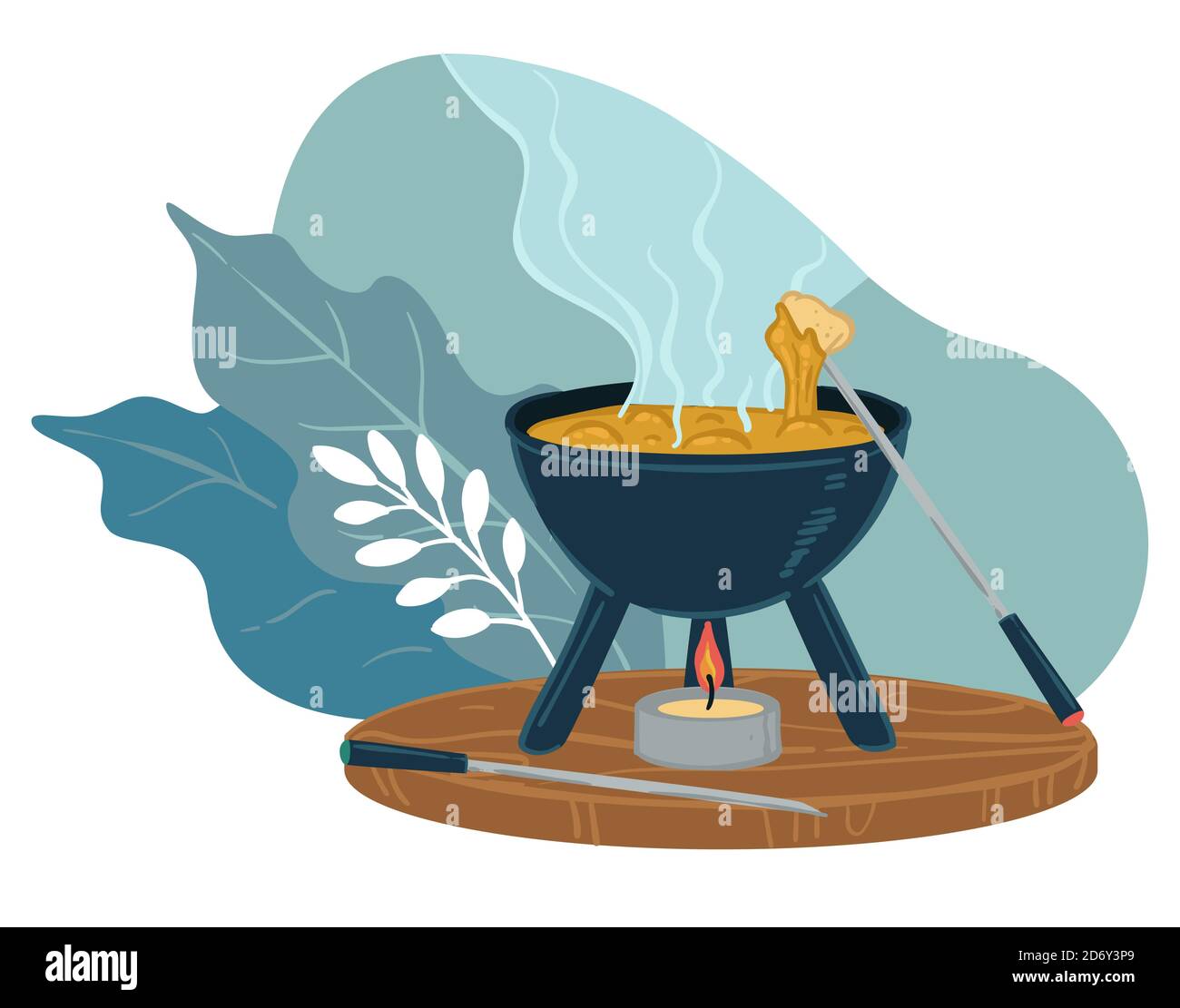 Cooking dinner in restaurant, pot with soup vector Stock Vector Image ...