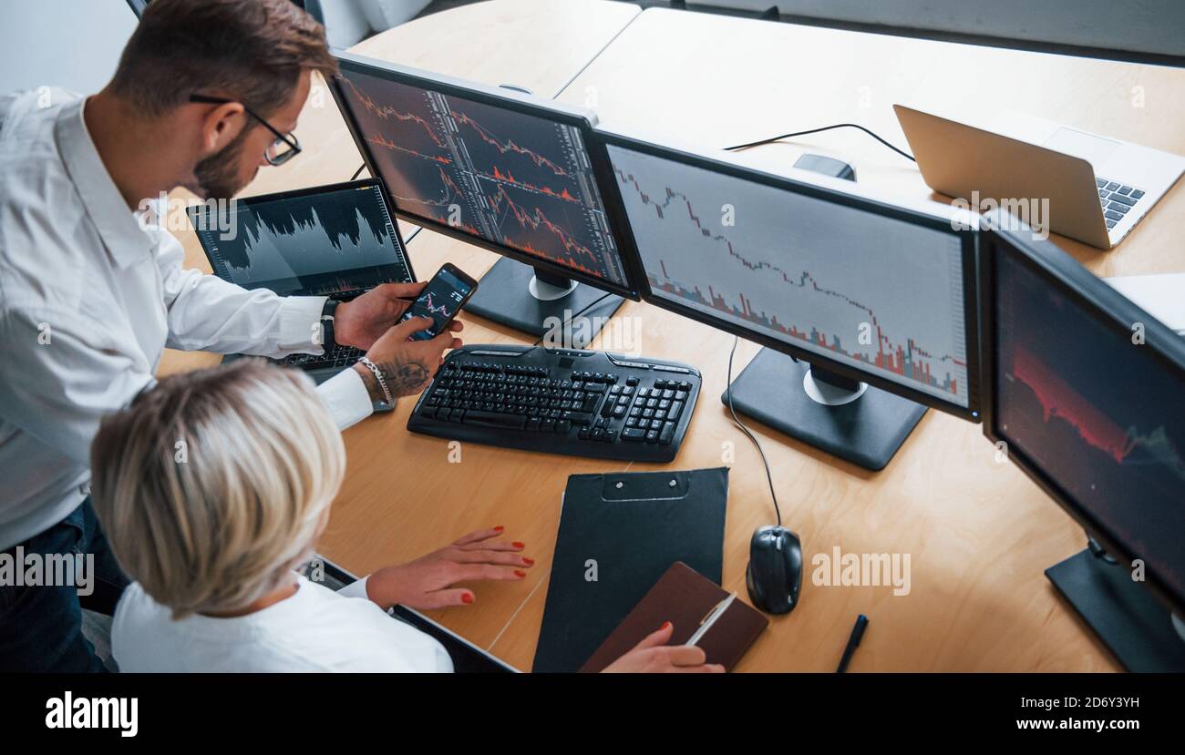 Stock exchange top view in hi-res stock photography and images - Alamy