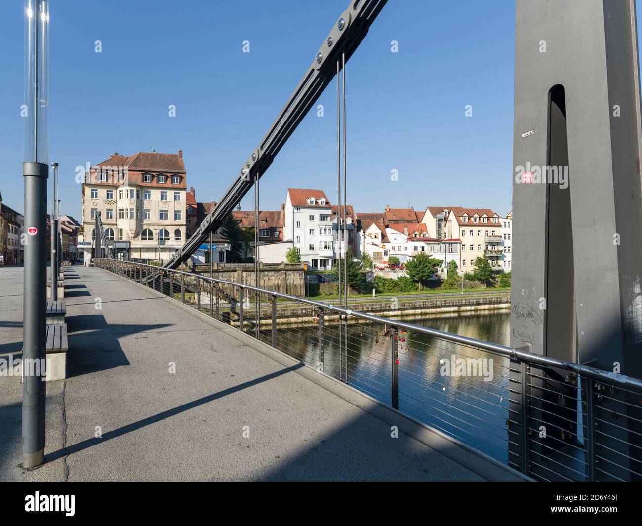 The Kettenbruecke (chain bridge) spanning the Main Donau Channel or the ...