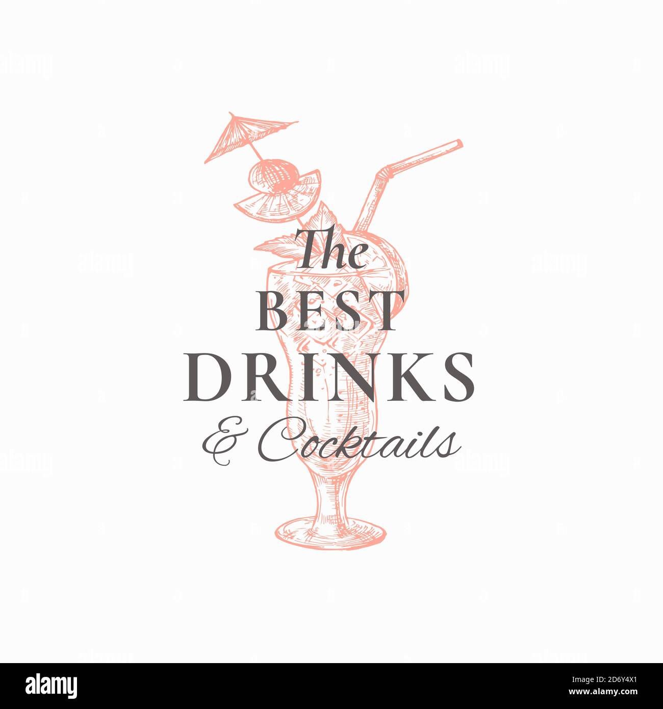 Best Drinks Abstract Vector Sign, Symbol or Logo Template. Hand Drawn ...