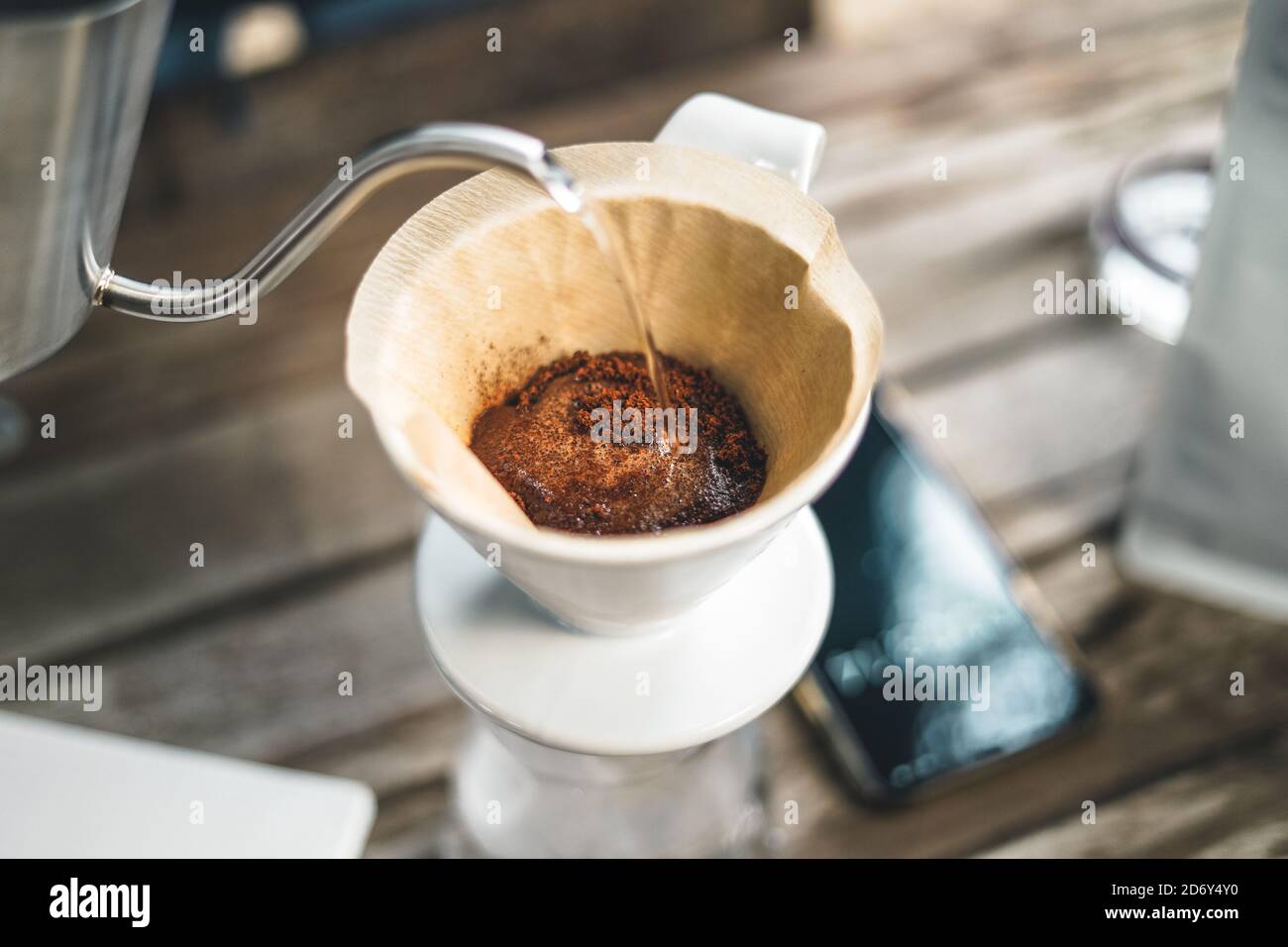 Black coffee pouring cup slow hi-res stock photography and images - Alamy