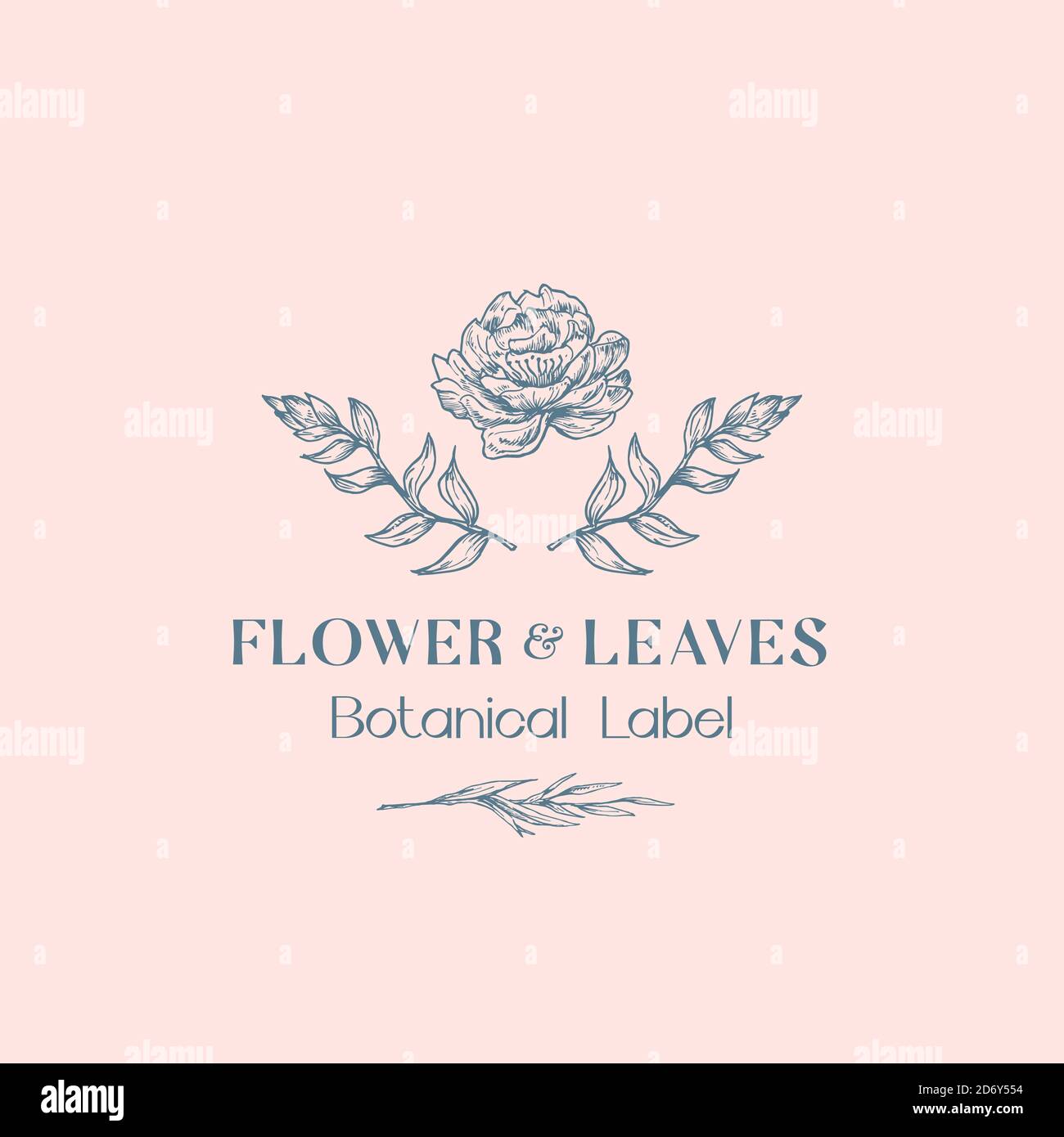 Flower an Leaves Abstract Vector Sign, Symbol or Logo Template. Hand ...