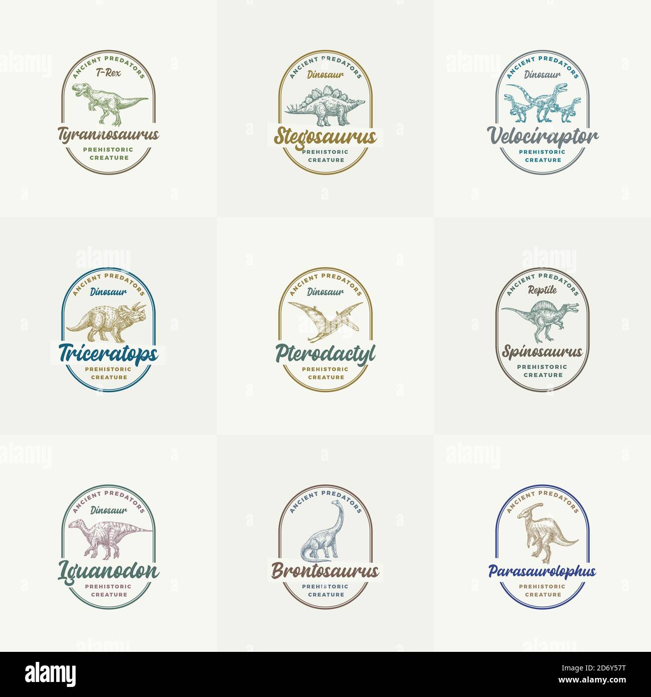 Prehistoric Creature Dinosaur Abstract Signs, Symbols or Logo Templates ...