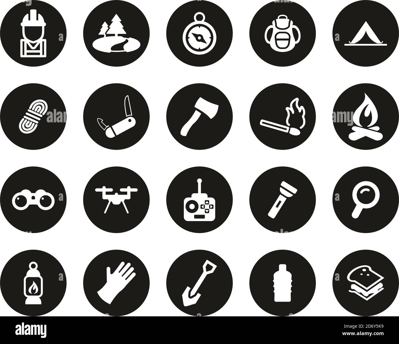 Expedition & Exploring Icons White On Black Flat Design Circle Set Big Stock Vector Image & Art ...