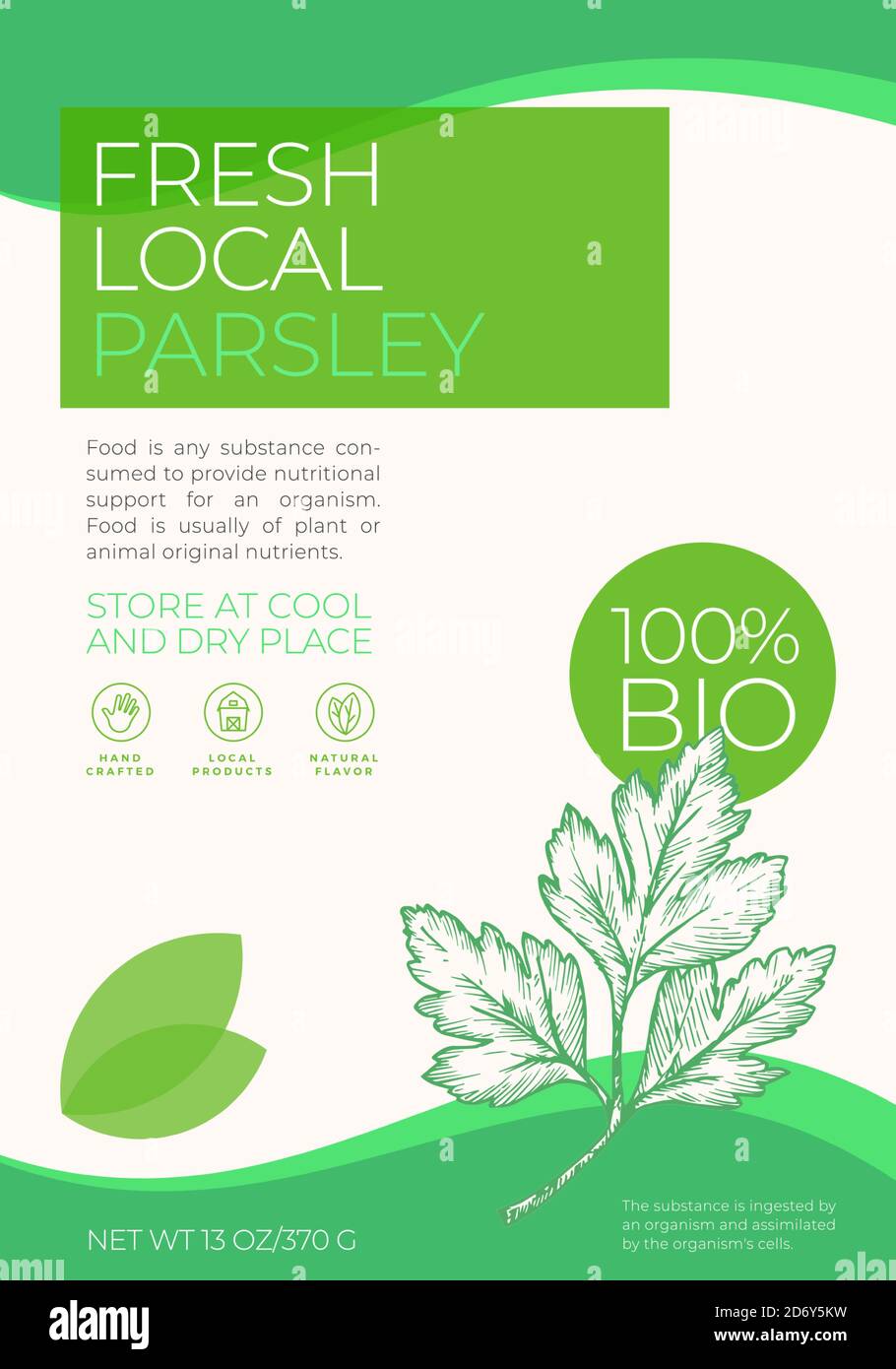 Fresh Local Herbs Label Template. Abstract Vector Packaging Design ...