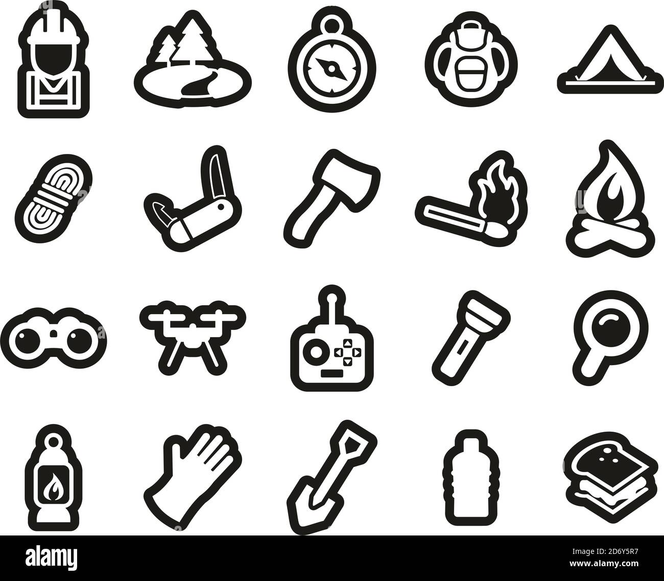 Expedition & Exploring Icons White On Black Sticker Set Big Stock ...