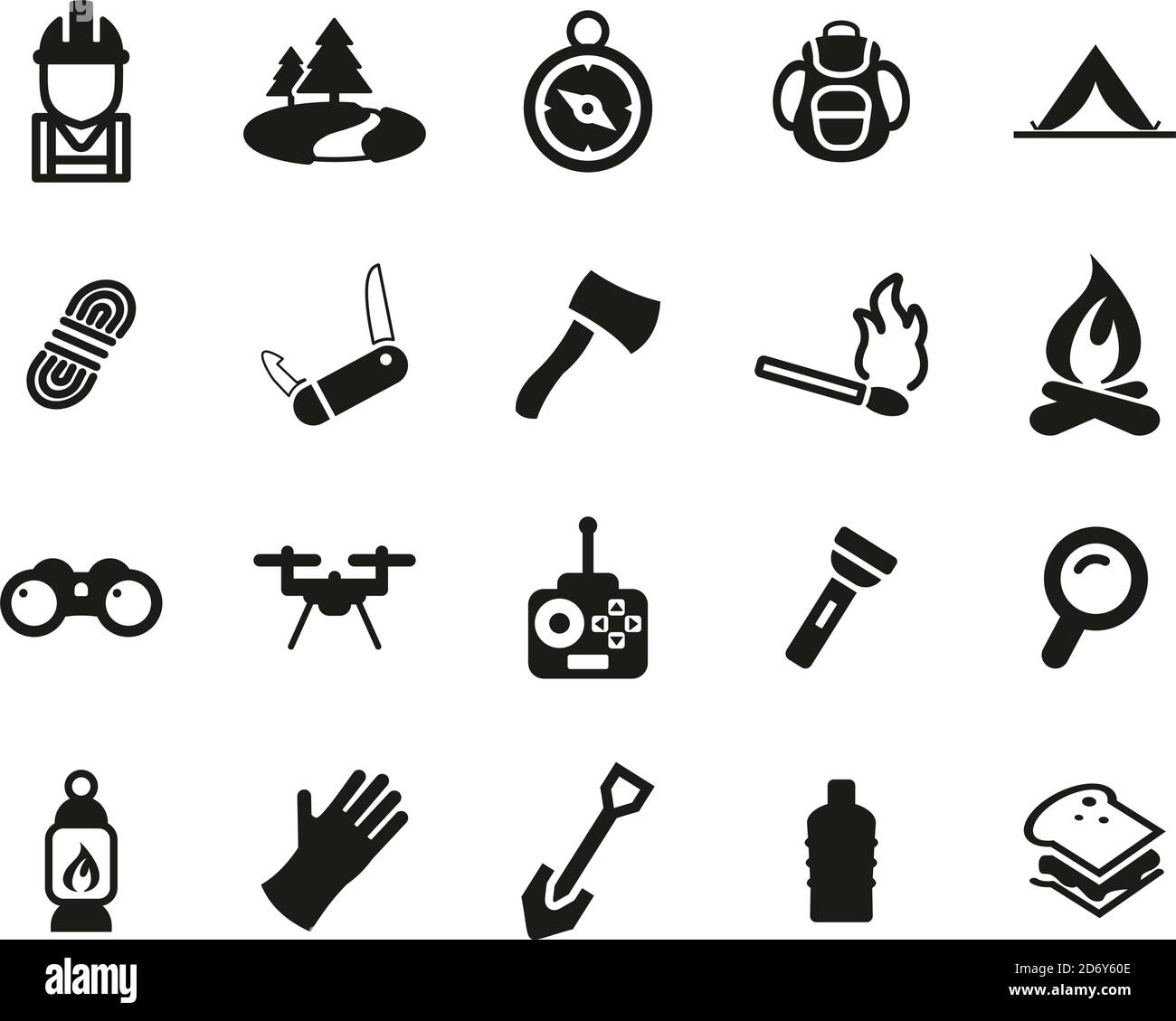 Expedition & Exploring Icons Black & White Set Big Stock Vector Image ...