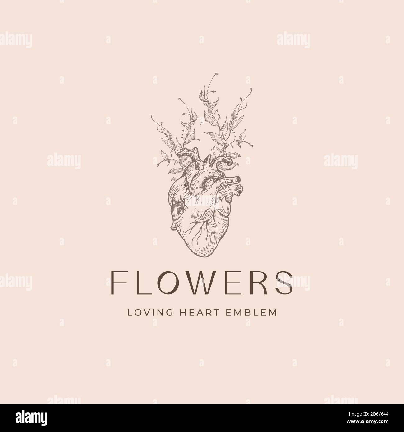 Abstract Vector Romantic Sign, Symbol or Logo Template. Anatomical ...