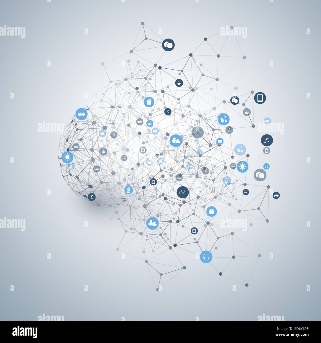 Internet of Things, Cloud Computing Design Concept with Wireframe and Icons - Global Digital ...