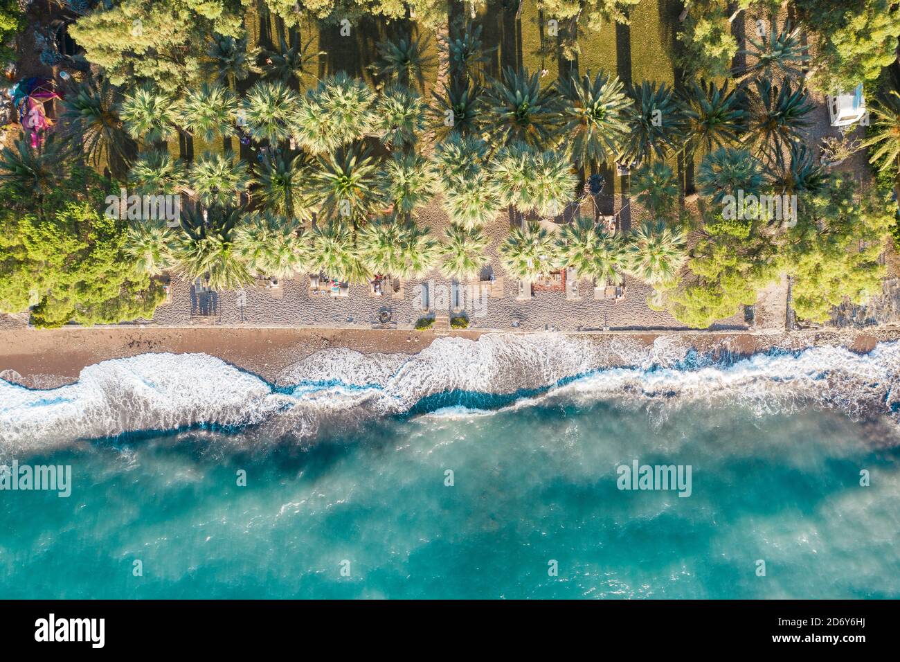 Aerial shot of the sea and trees in Marmaris Boncuk Bay, Turkey Stock ...