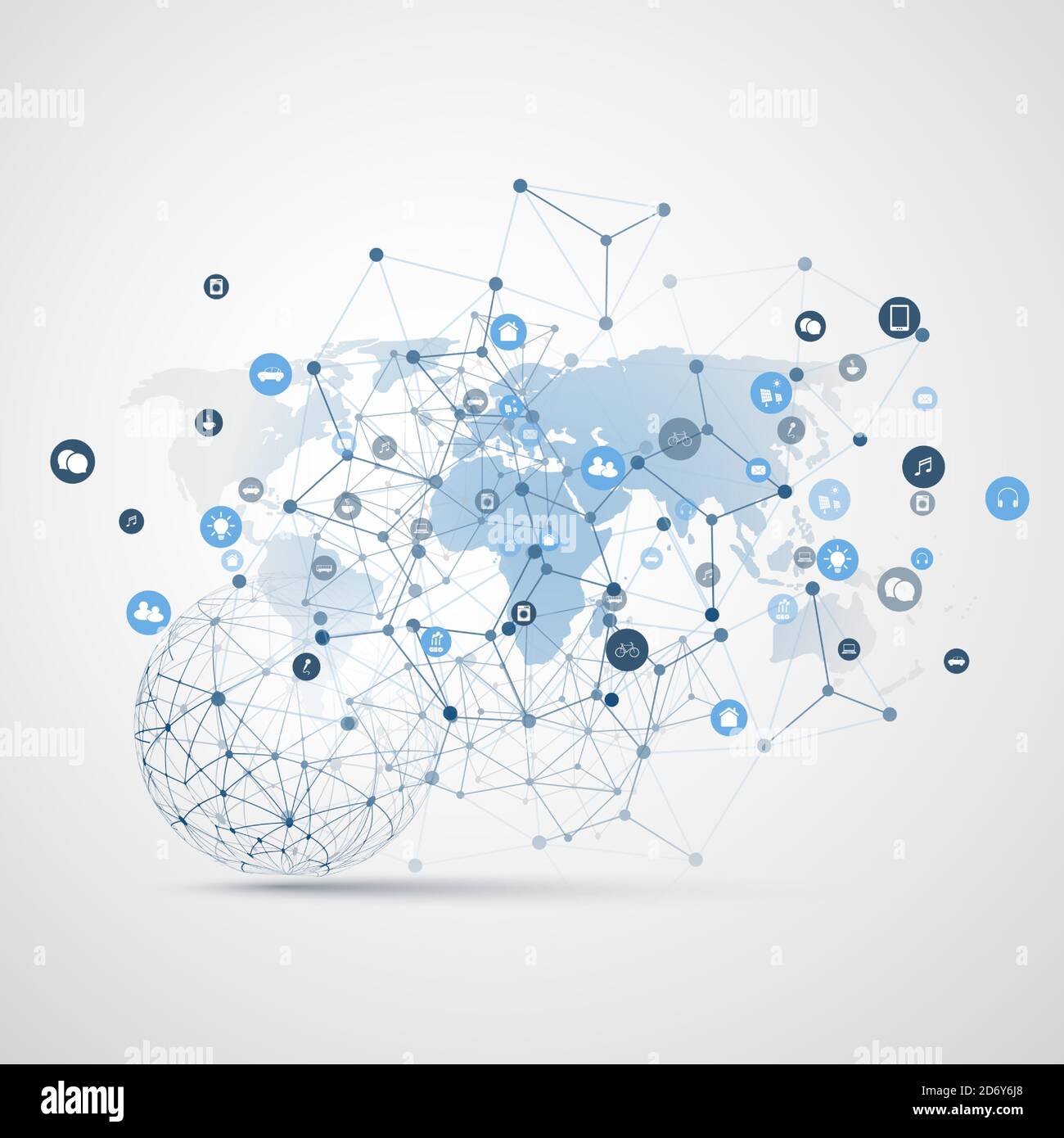 Internet of Things, Cloud Computing Design Concept with Wireframe ...