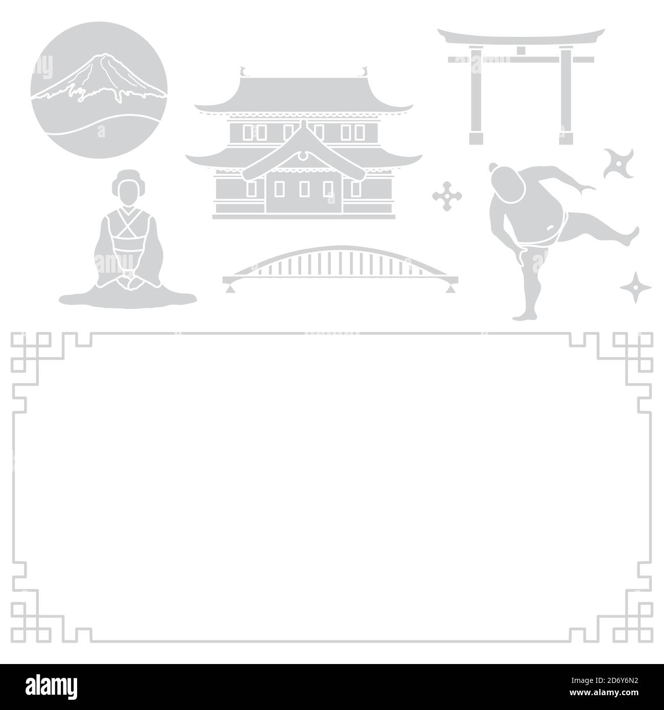 Vector illustration Symbols of Japanese culture Castle Asian woman in ...