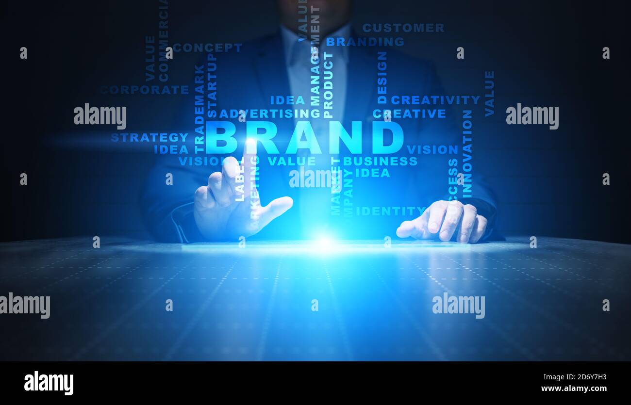 Brand words cloud on virtual screen. Branding, Marketing and ...