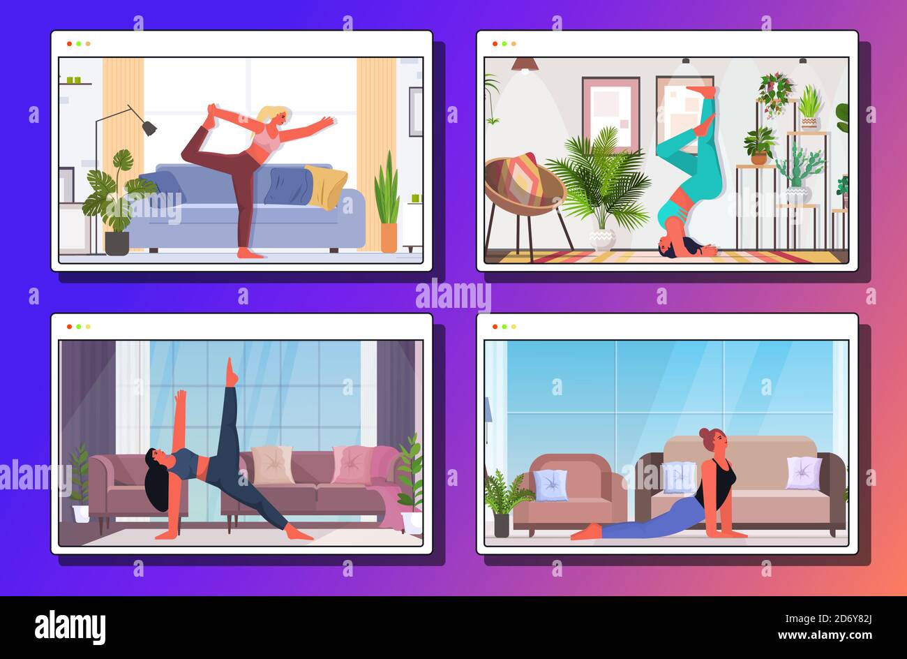 set women doing yoga exercises fitness training healthy lifestyle ...