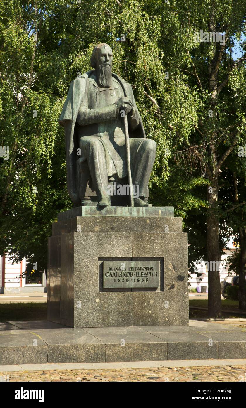 Monument to Mikhail Saltykov-Shchedrin at Tver square in Tver. Russia ...