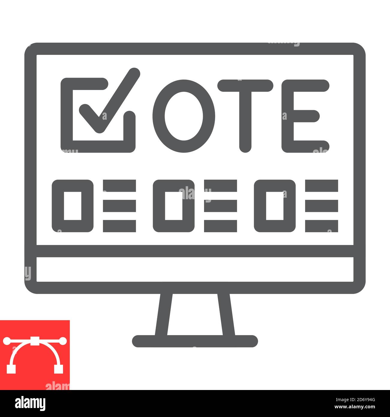 Online voting line icon, election and online vote, monitor sign vector ...