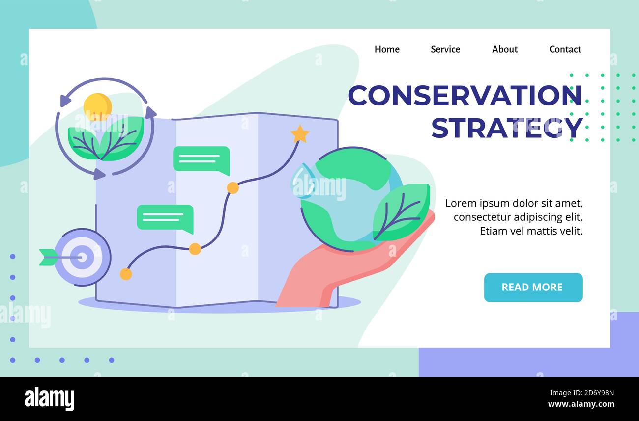 Conservation strategy hand hold earth planning target map journey leaf bulb lamp campaign for ...