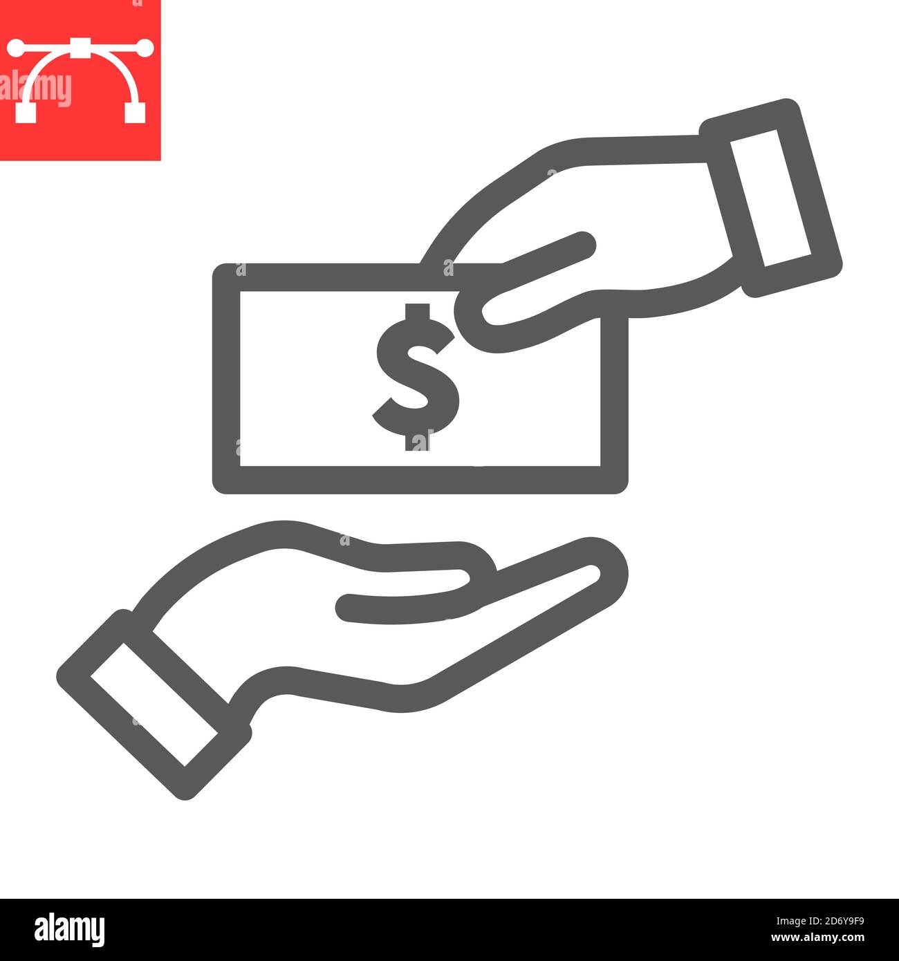 Bribe line icon, election and corruption, hand give bribery sign vector ...