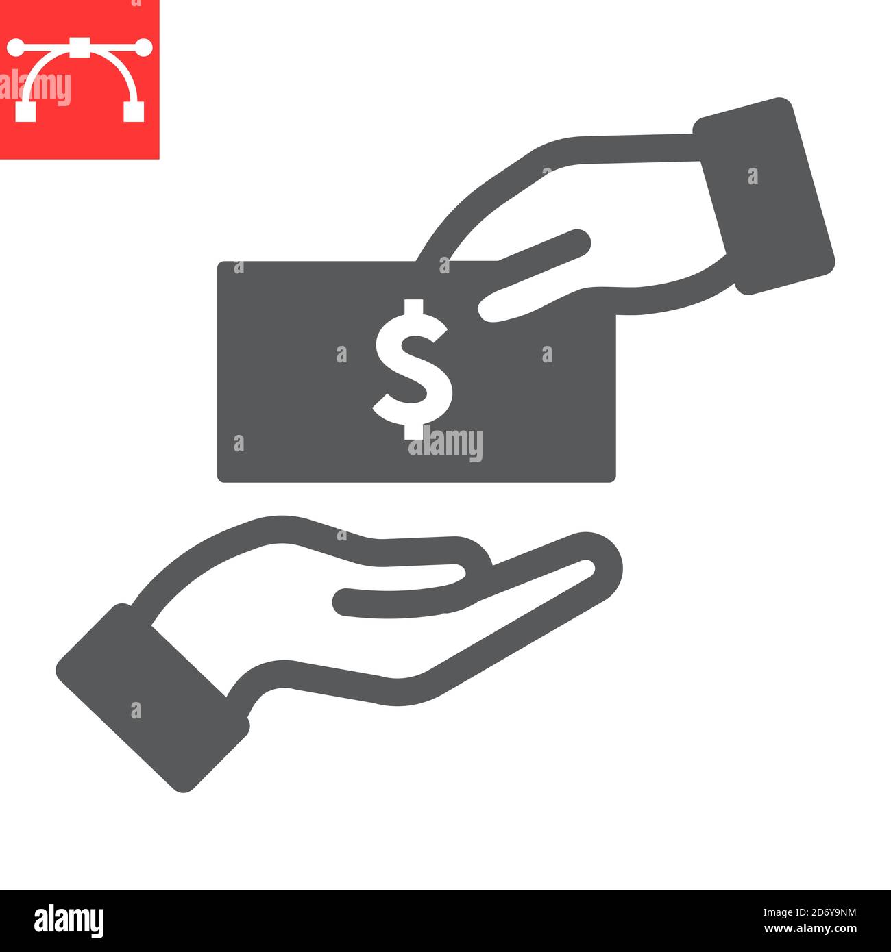 Bribe glyph icon, election and corruption, hand give bribery sign ...