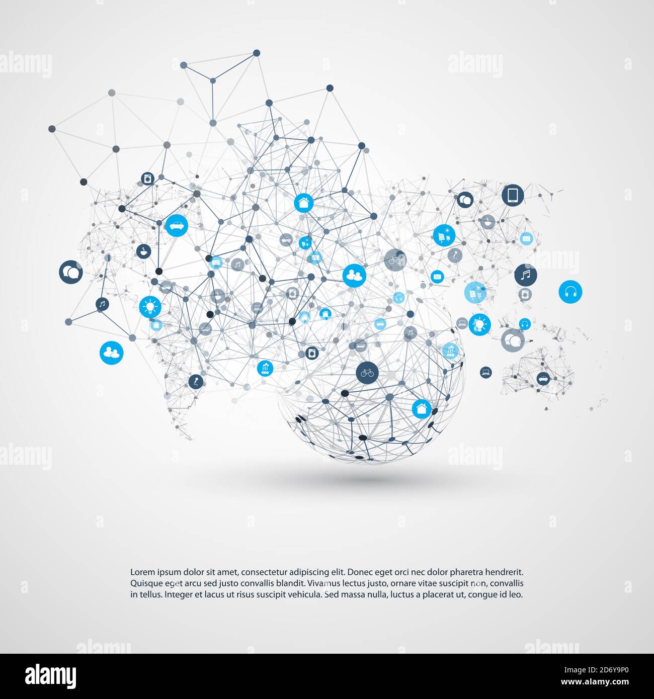 Internet of Things, Cloud Computing Design Concept with Wireframe and Icons - Global Digital ...