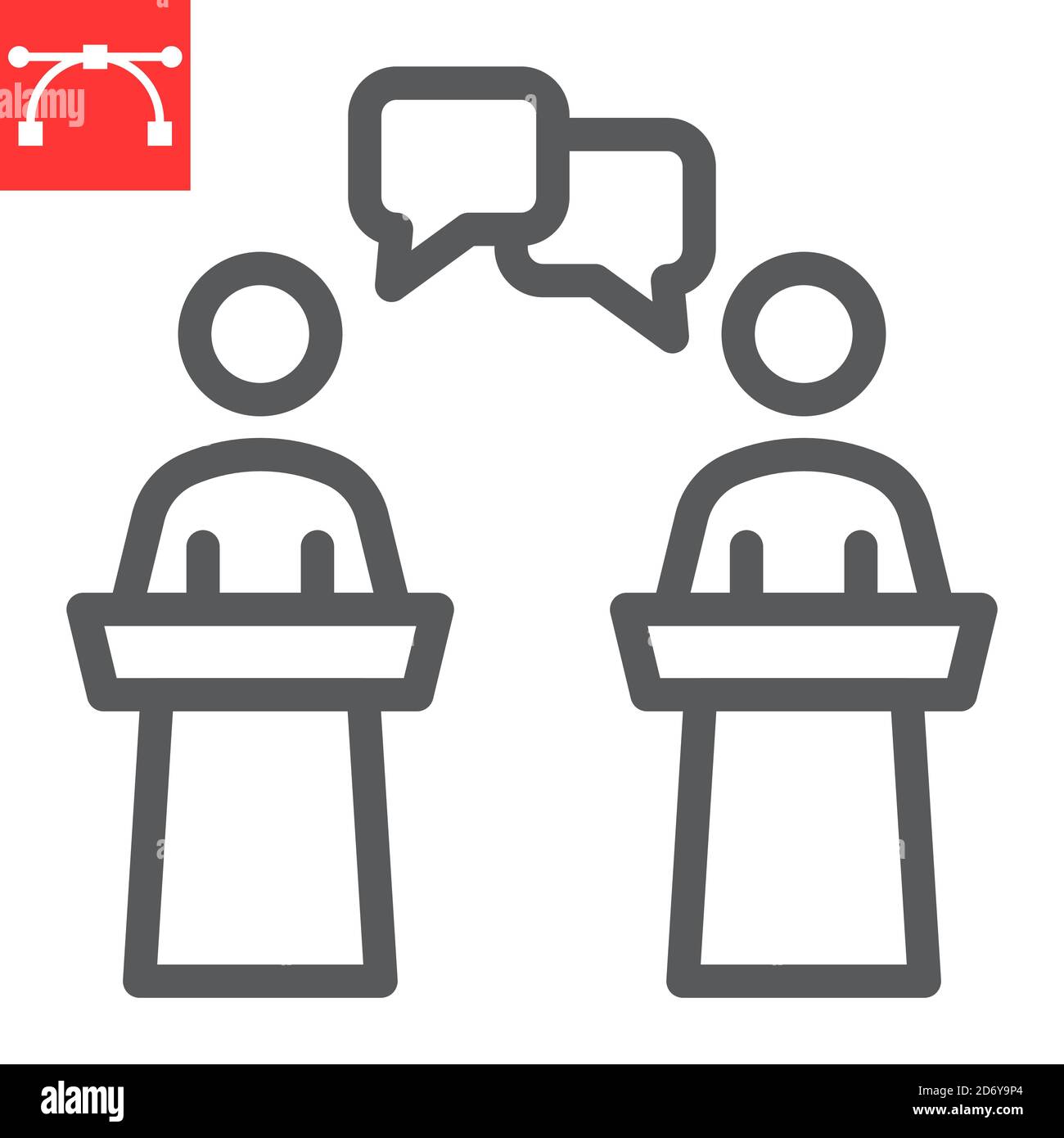 Debate line icon, election and discussion, political debate sign vector ...