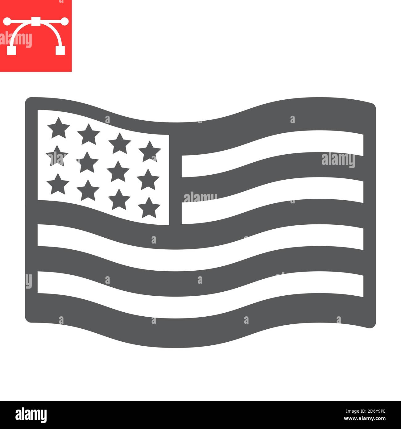 American flag glyph icon, america and country, usa flag sign vector ...
