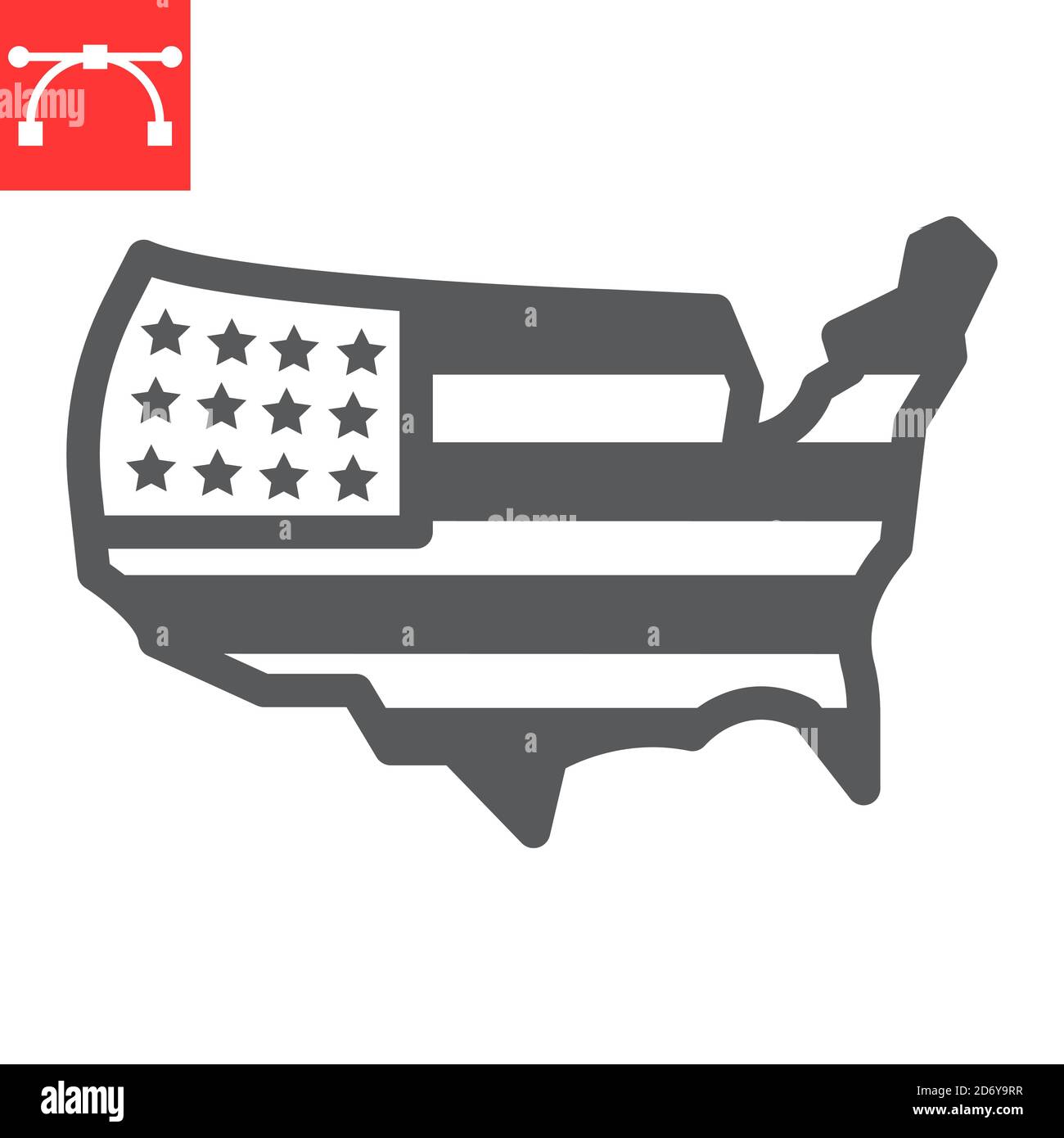 USA map glyph icon, country and flag, american map sign vector graphics ...