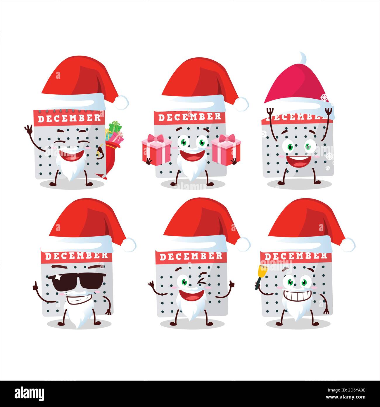 Santa Claus emoticons with december calendar cartoon character Stock ...