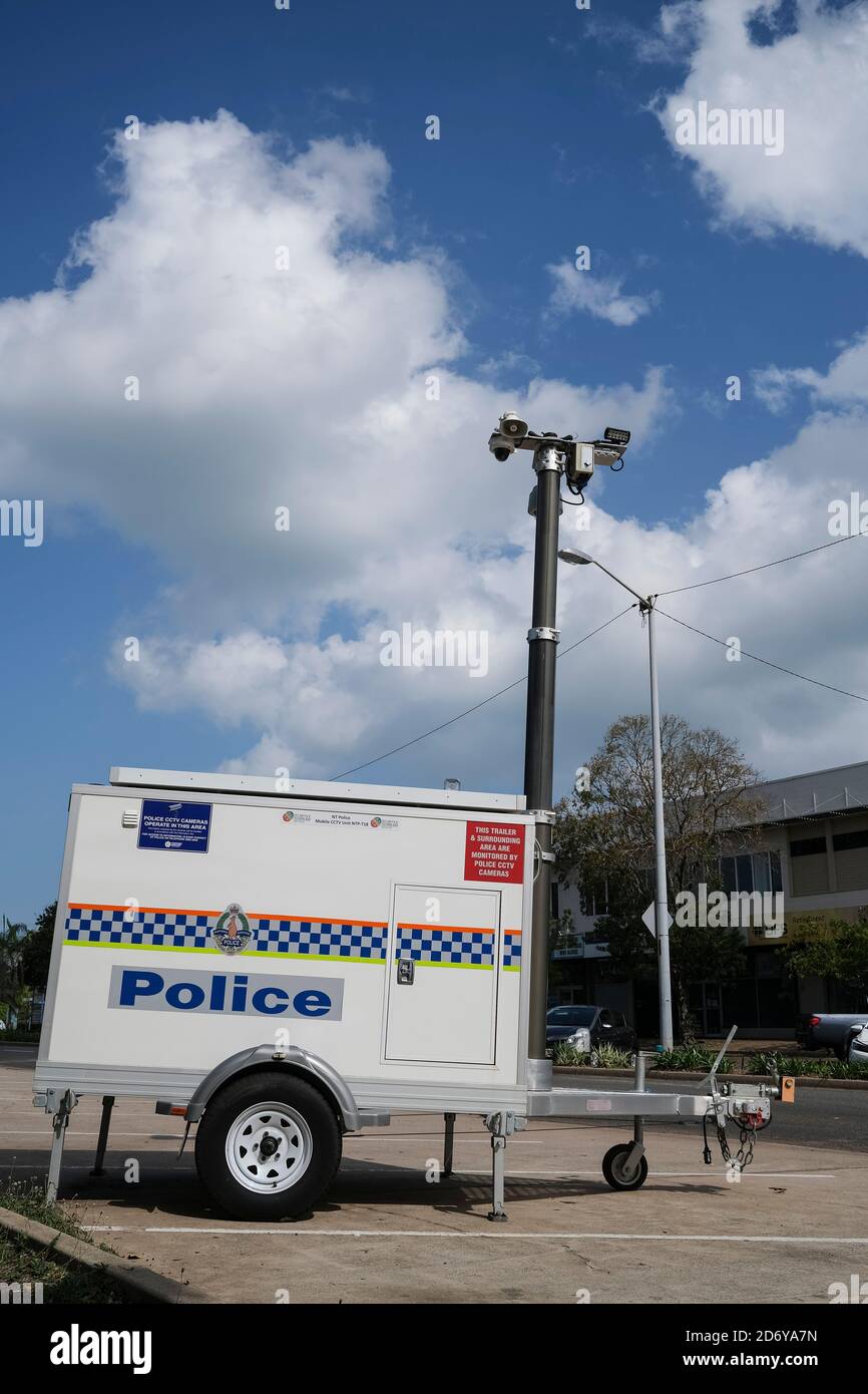Mobile police cctv camera in Darwin Australia Stock Photo - Alamy