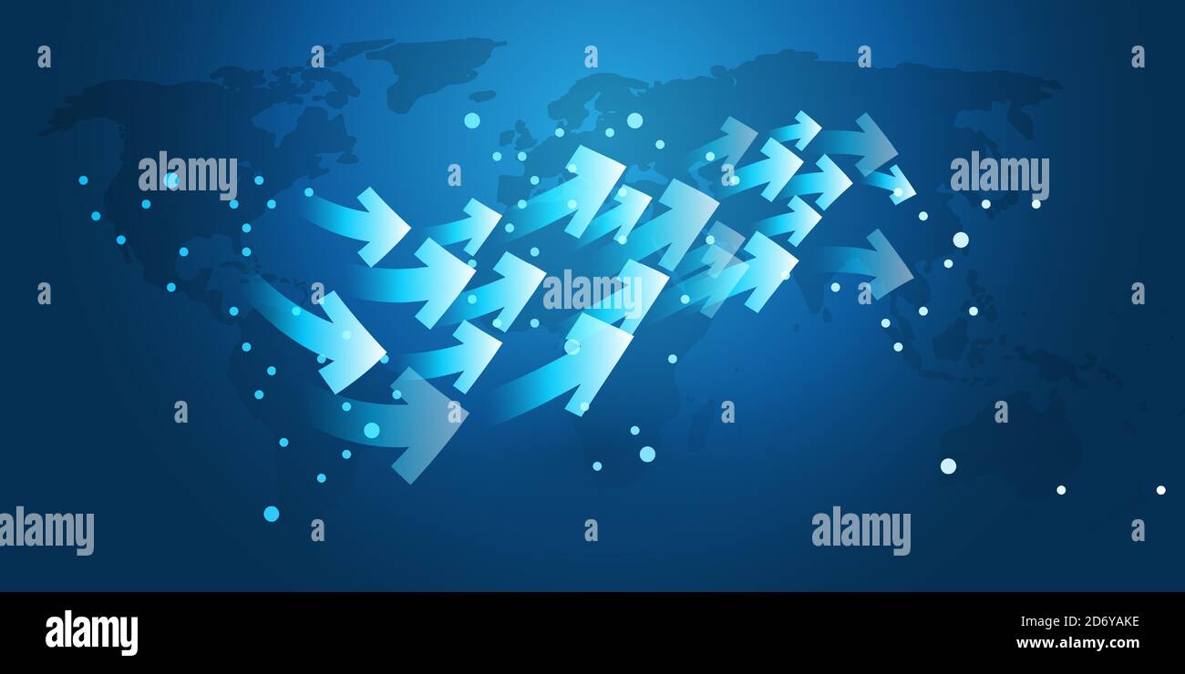 Business Trading, Global Networks, Data Flow Design Concept with Arrows ...