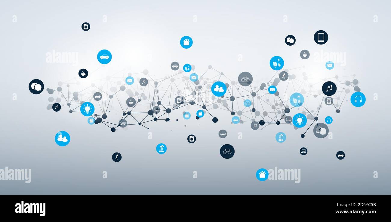Internet of Things, Cloud Computing Design Concept with Icons - Digital Network Connections ...