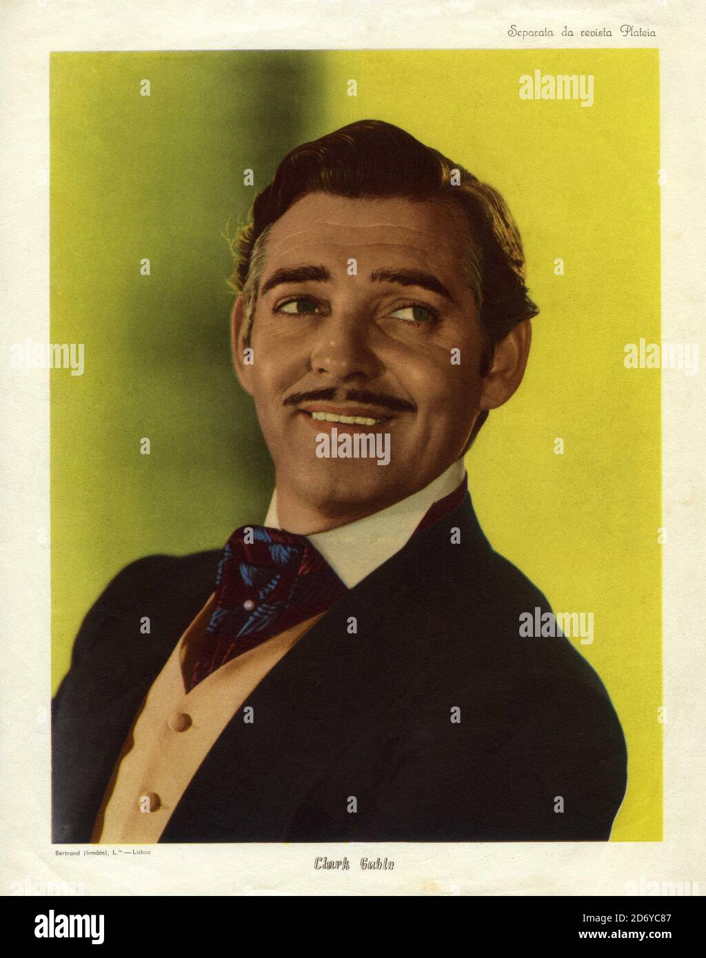 CLARK GABLE Colour Tinted Portrait as Rhett Butler in GONE WITH THE ...