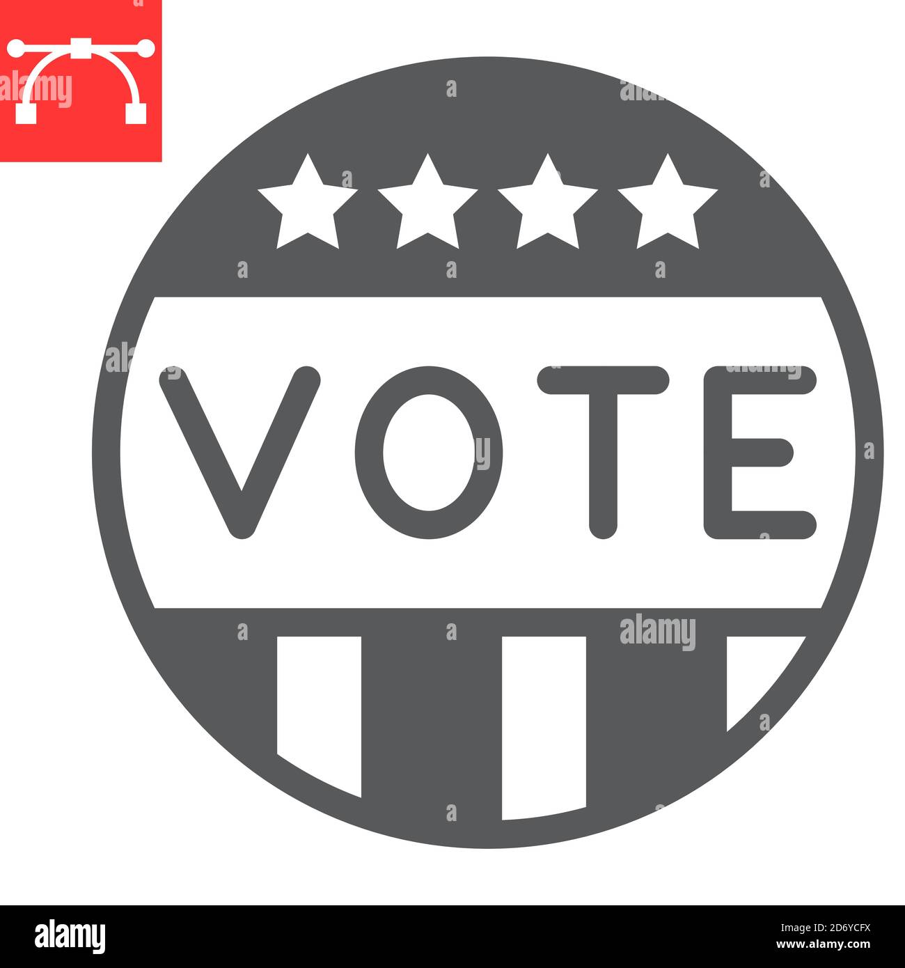 Vote badge glyph icon, election and democratic, vote button sign vector ...