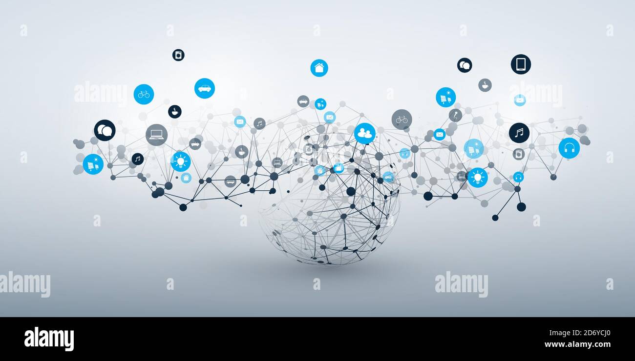 Internet of Things, Cloud Computing Design Concept with Wireframe and ...