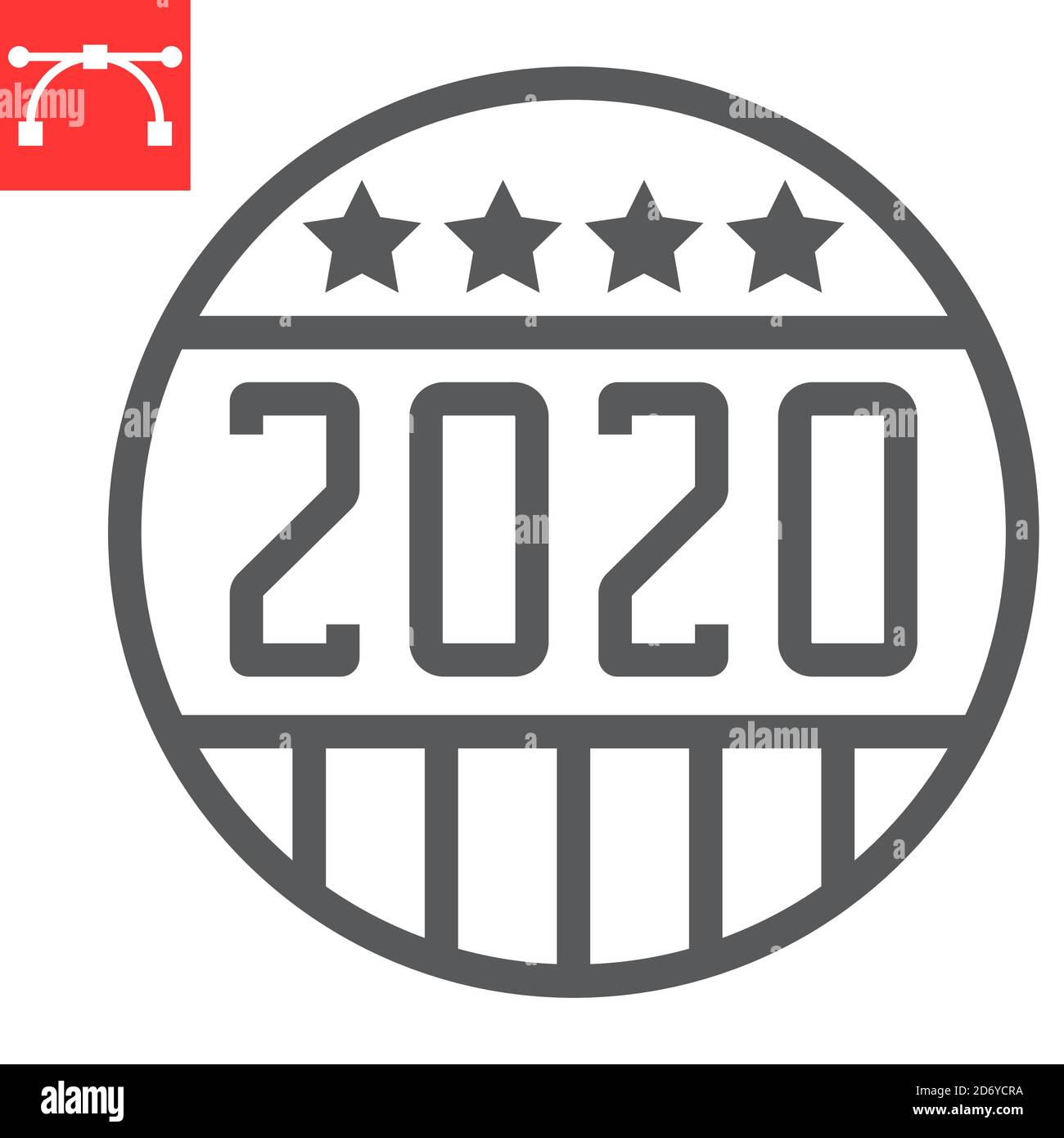 Vote badge 2020 line icon, election and democratic, vote button sign ...