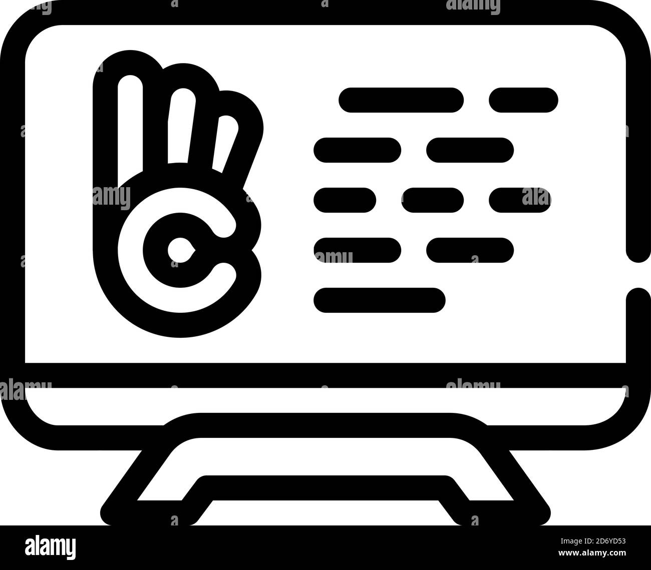 sign language translation and subtitling line icon vector illustration ...