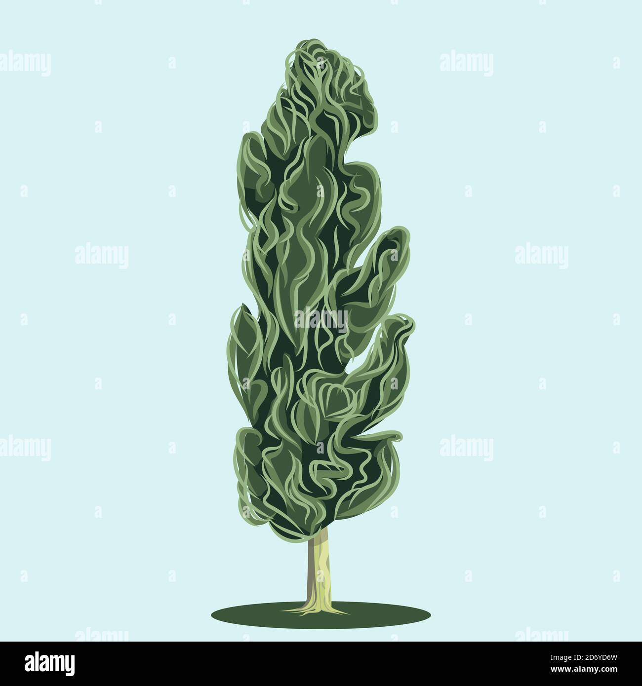 Vector poplar tree isolated on light blue background. Vector ...