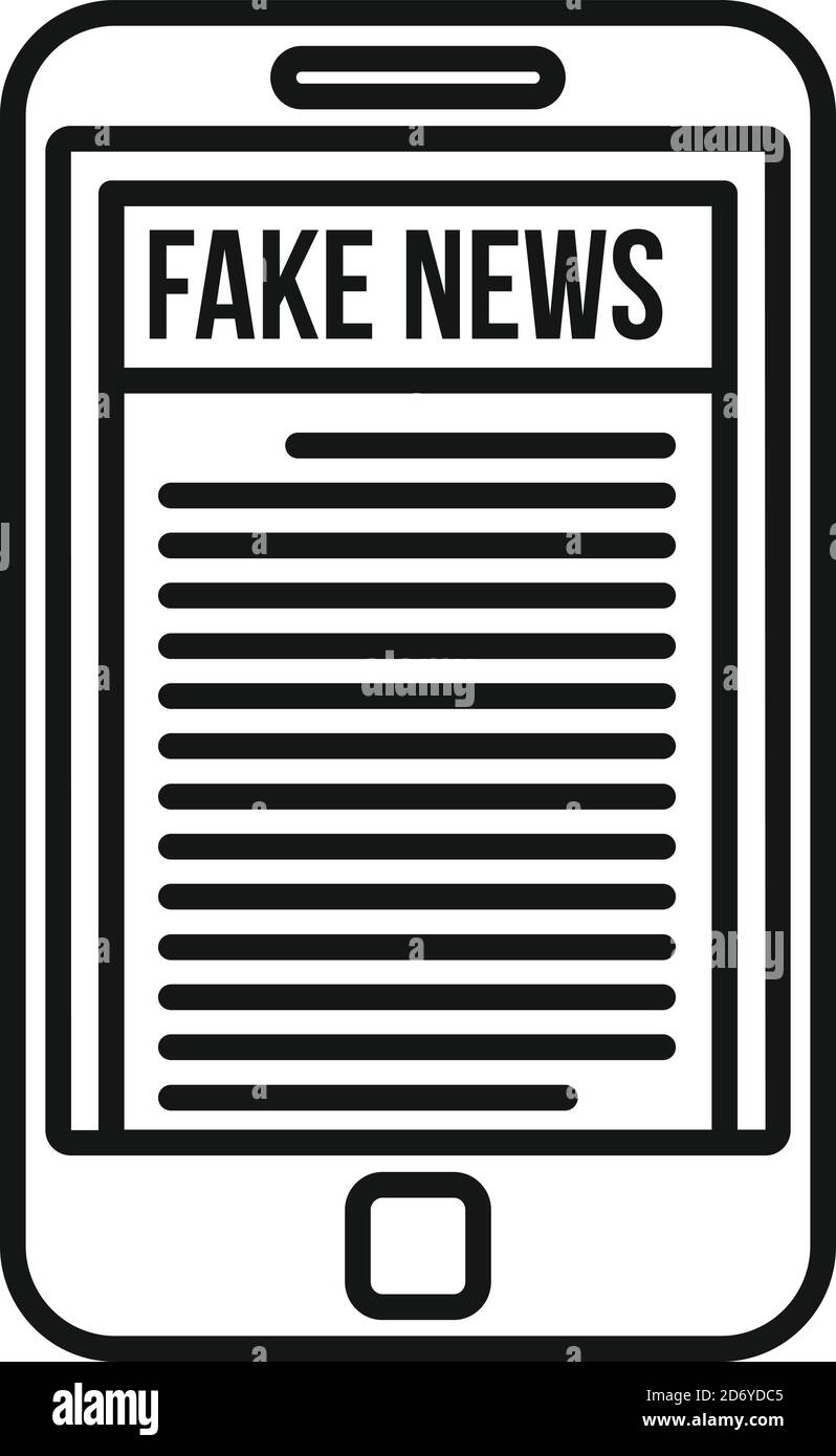 Smartphone fake news icon. Outline smartphone fake news vector icon for ...
