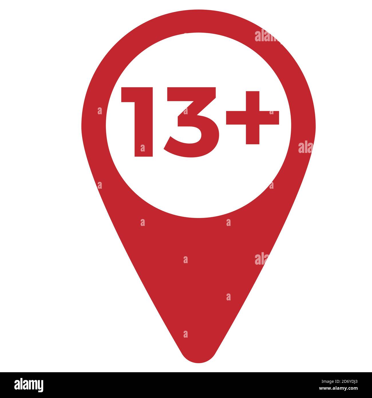 Red drop icon pointer with age limit 13 Stock Vector Image & Art - Alamy