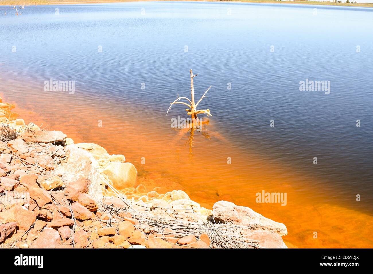 red polluted lake Stock Photo - Alamy