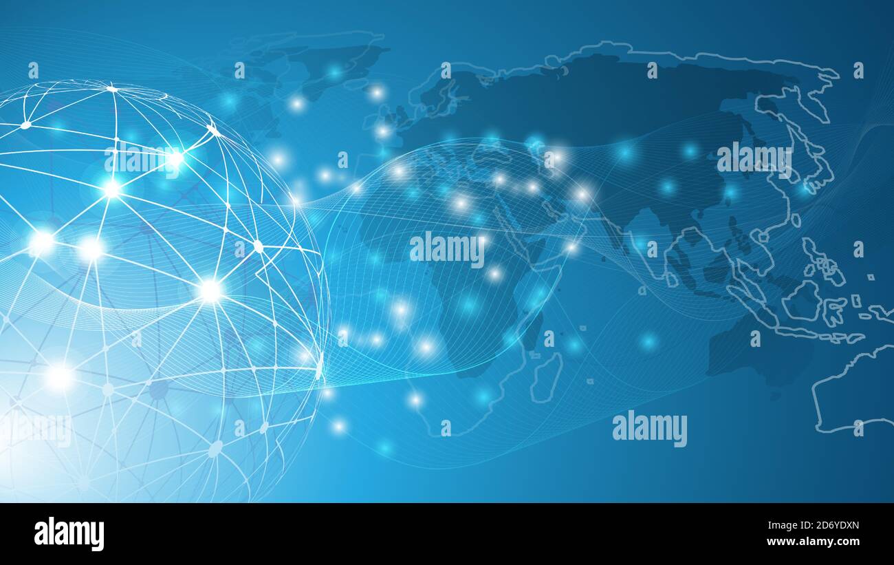 Futuristic Bright Global Technology, Networking and Cloud Computing Design Concept with Globe ...
