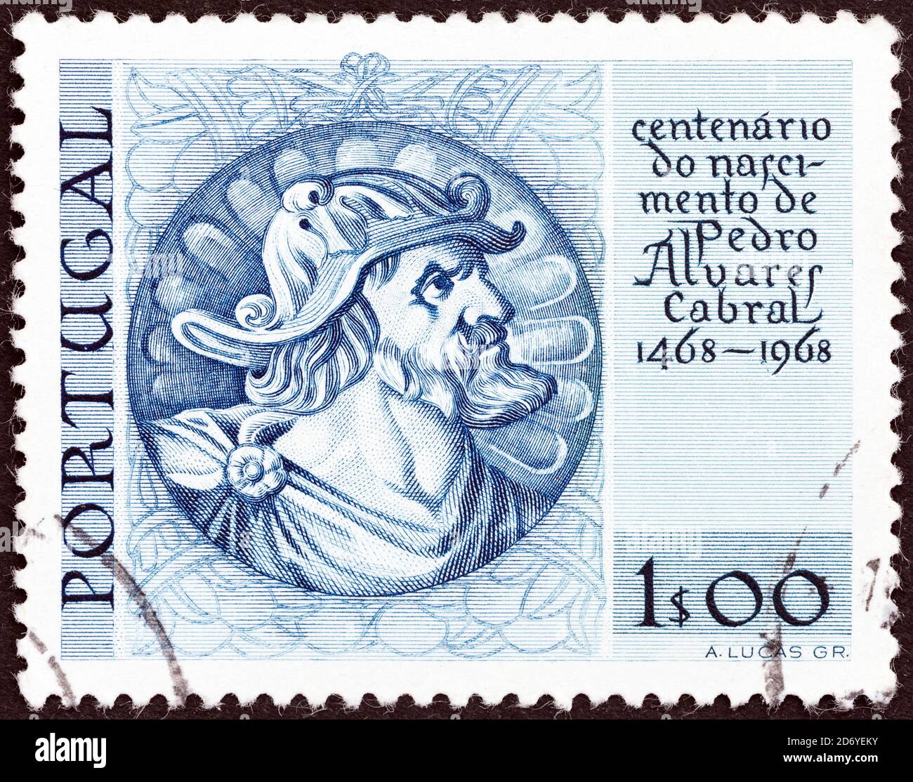 PORTUGAL - CIRCA 1969: A stamp printed in Portugal issued for 500th ...