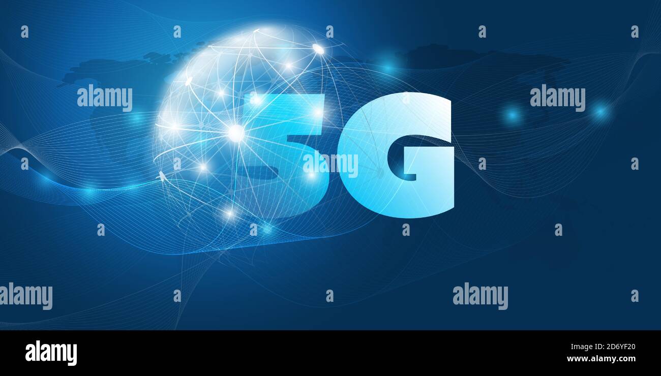 5G Network Label with Wireframe Sphere - High Speed, Broadband Mobile ...